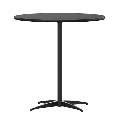 Flash Furniture Lars 30 Round Wood Cocktail Table with 30 and 42 Columns Black