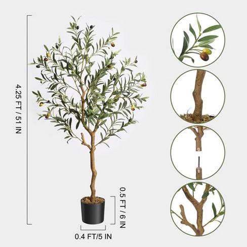 4ft /4.25ft /5ft /6ft Artificial Olive Tree Tall Faux Silk Olive Trees ...