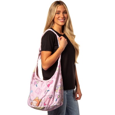 Kirby Pink Puffball Character And Snack Shoulder Crossbody Hobo Bag ...