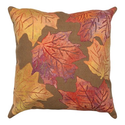 Liora Manne Visions Iv Leaf Toss Indoor/outdoor Pillow Flame Caramel 20" X 20" : Target