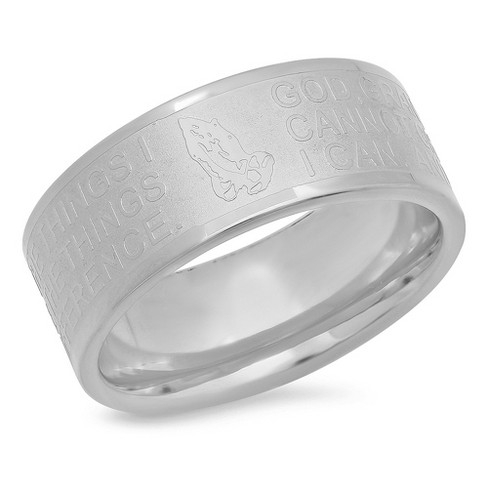 Steeltime Ladies Stainless Steel Serenity Prayer Ring. Size 6-12 : Target