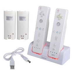4 Port Remote Controller Battery Charger Charging Dock Station + 4 ...