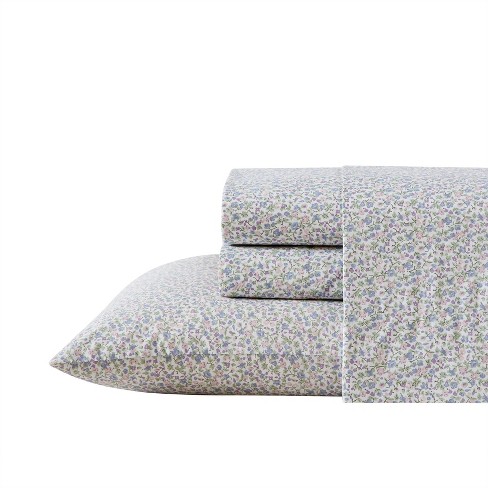 Laura Ashley Cotton Percale Printed Sheet Collection - Deep Pocket ...