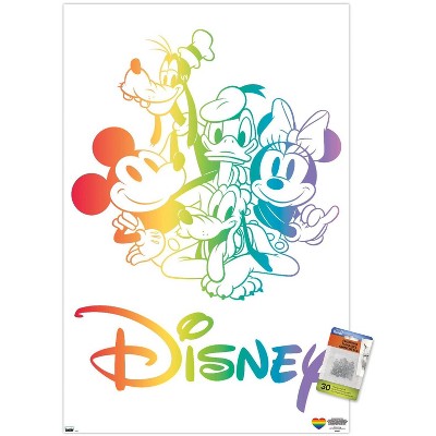 Trends International Disney Mickey Mouse - Rainbow Outline Unframed ...