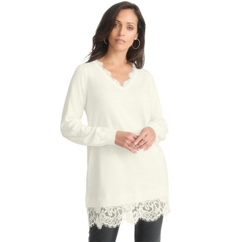 Jessica London Women's Plus Size Lace Trim Pullover Sweater - 26/28 ...