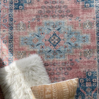 7'x10' Fringed Medallion Area Rug Rust - Threshold™ : Target