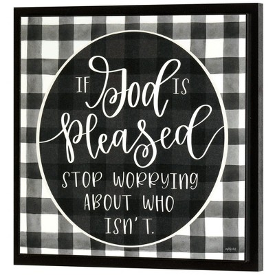 Dicksons If God Is Please Stop Worrying Black Plaid 13 x 13 MDF Wall ...