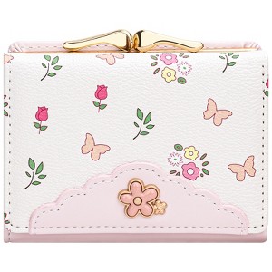 Narwey Cute Trifold Wallet for Women Girls, Press-Lock Coin Wallet with ...