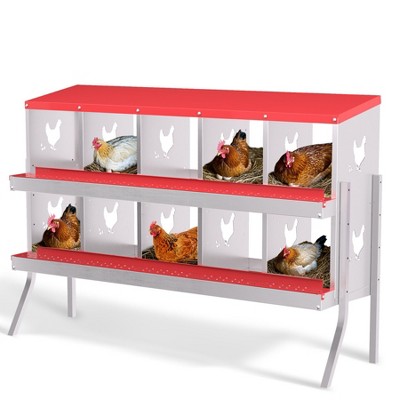 10-Hole Galvanized Chicken Nesting Box - Heavy Duty Egg Laying Box for ...