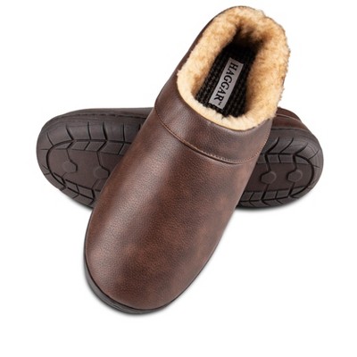 Haggar Men's Open Back Memory Foam Padded Clog Slippers with Indoor ...