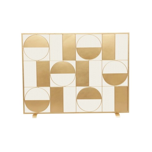 Contemporary Deco Metal Fireplace Screen Gold - Olivia & May : Target