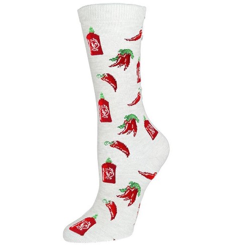 Memoi Hot Sriracha Bamboo Blend Crew Socks Winter White 9-11 : Target
