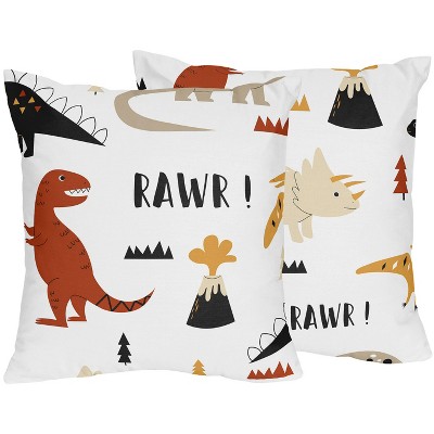 Sweet Jojo Designs Decorative Throw Pillows 18in. Mod Dinosaur Black ...