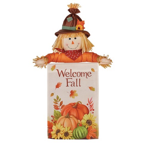 Collections Etc Harvest Scarecrow Welcome Fall Wall Flag 18 X 8 X 33 ...