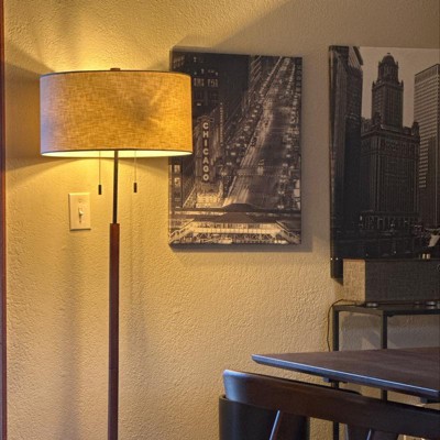 60.5"x18" Cut Off Base Floor Lamp Black/brown Metal/wood - Threshold ...