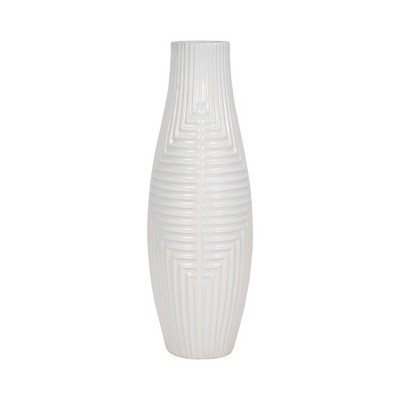 Sagebrook Home 20" Ceramic Geometric Design Vase - Contemporary White ...