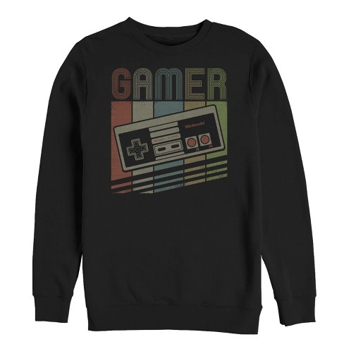 Men's Nintendo Retro Nes Gamer Controller Sweatshirt - Black - Small ...