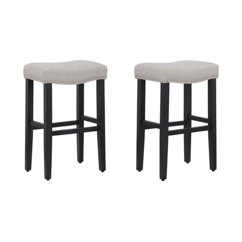 Westintrends 29" Upholstered Saddle Seat Bar Stool (set Of 2), Black ...