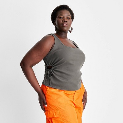 Women's Ruched Side Cut Out Knit Tank Top - Future Collective™ With Alani Noelle Charcoal Gray ...