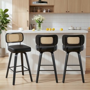 Bekrvio 26" Swivel Bar Stools Set of 3,Mid Century Modern PU Leather ...