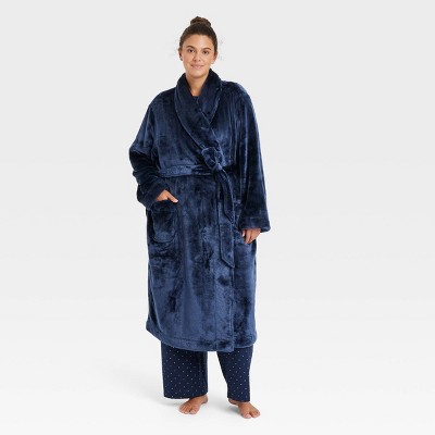 Women's Plush Robe - Auden™ Navy Blue 1x/2x : Target