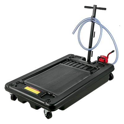 VEVOR Low Profile Oil Drain Pan with Pump, 64L Rolling Oil Drain Cart ...