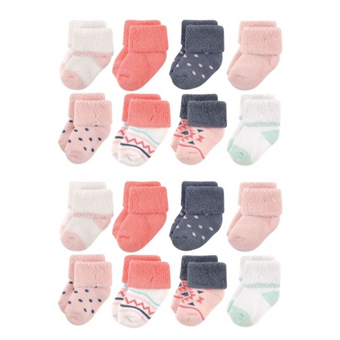 Luvable Friends Baby Cotton Rich Terry Socks 16-pack, Girl Pink Polka ...