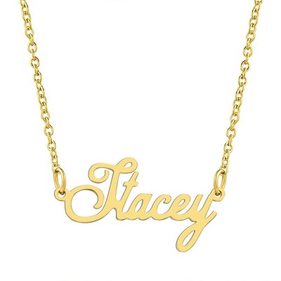 Kisper 18k Gold Plated Stainless Steel Personalized Name Pendant ...