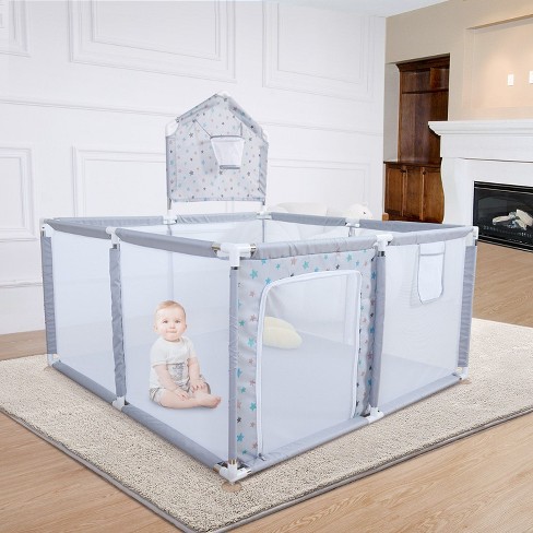 Gotgelif 47"x47" Starry Print Baby Playpen Foldable Playard With ...