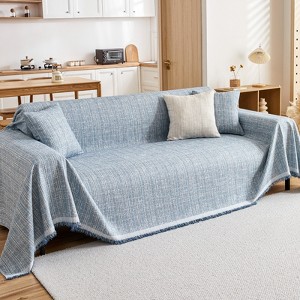 Bekrvio Couch Covers for Pets Washable Tassel Linen-Look Sofa Blanket ...