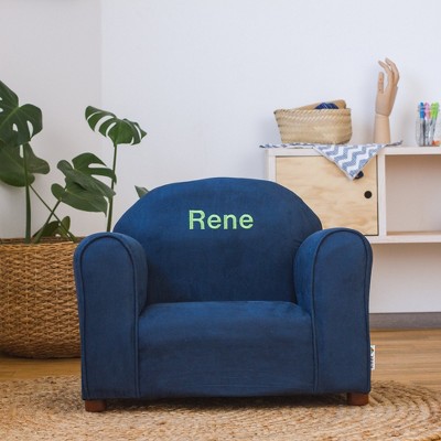 Keet Keet Upholstered Personalized Kids Chair Microfiber Suede Navy ...
