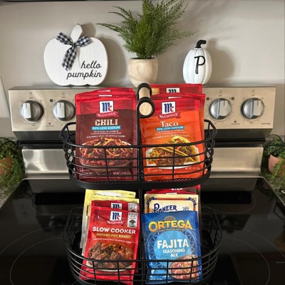 2 Tier Divided Wire Basket With Wood Handle Black - Brightroom™ : Target