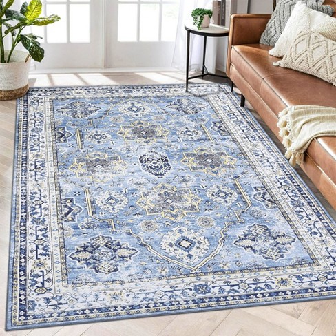 Boho Vintage Area Rug Indoor Floral Print Distressed Rug Throw Carpet ...