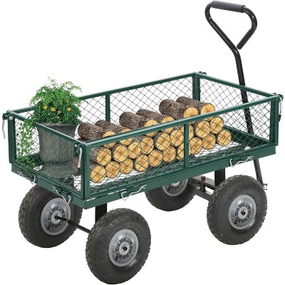 Fdw Outdoor Utility Wagon Heavy Duty Garden Cart Steel Mesh Frame ...