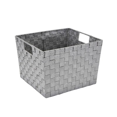 Simplify Large 13" Woven Strap Storage Bin Gray : Target