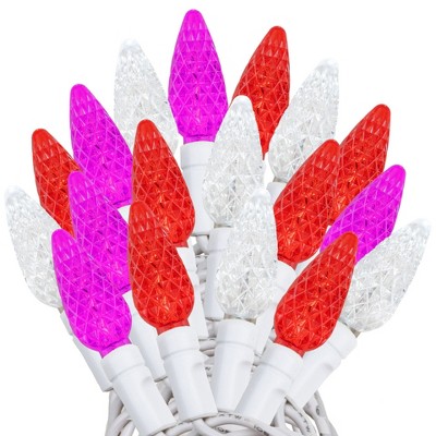 Novelty Lights Red/Pure White/Pink C6 LED Valentine's Day String Lights ...