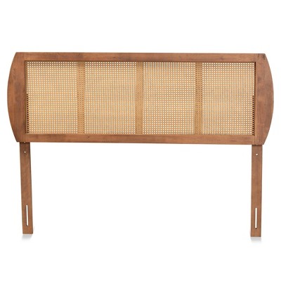 Harris Wood And Synthetic Rattan Headboard Walnut - Baxton Studio : Target