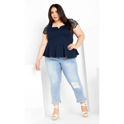 City Chic | Women's Plus Size Amy Top - Navy - 12 Plus : Target
