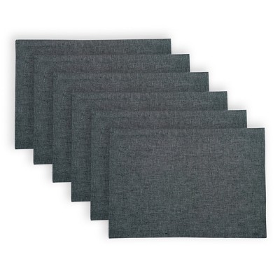 Solino Home Linen Placemats Charcoal Grey Set Of 6, 14 X 19 Inches ...