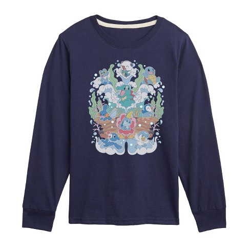 Boys' Pokemon Water Starters Group Long Sleeve Graphic T-shirt - Navy ...