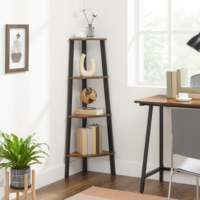 Vasagle Corner Shelf Stand, 4-tier Corner Bookshelf, Industrial Corner ...