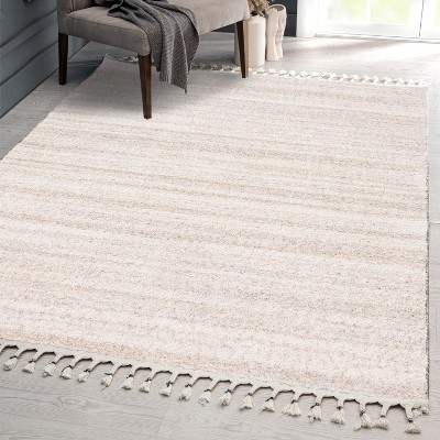 Luxe Weavers Striped Shag Fringed Ivory 5x7 Area Rug : Target