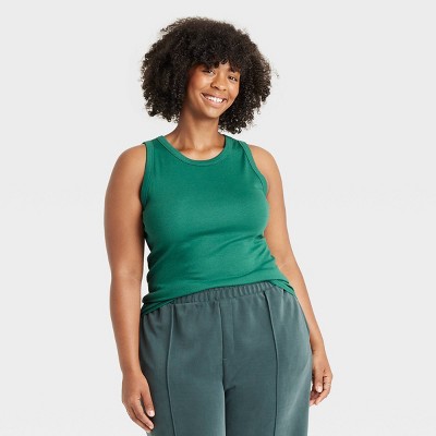 Women's Ribbed Tank Top - A New Day™ Green 2x : Target