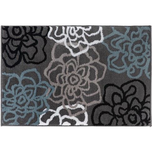 World Rug Gallery Contemporary Modern Floral Flowers Area Rug - D.gray ...