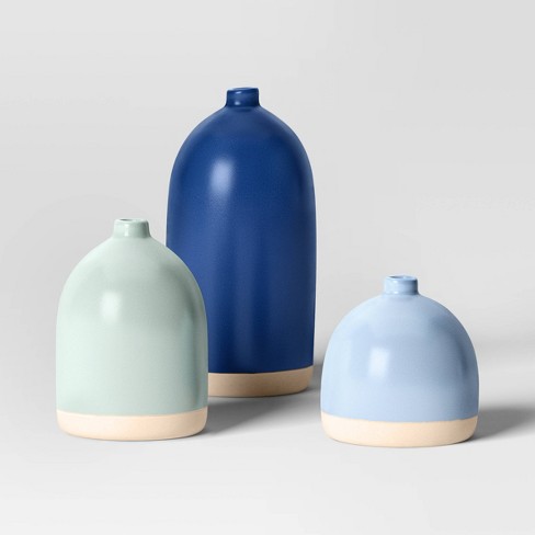 3pc Vase Set Ceramic Blue - Room Essentials™ : Target