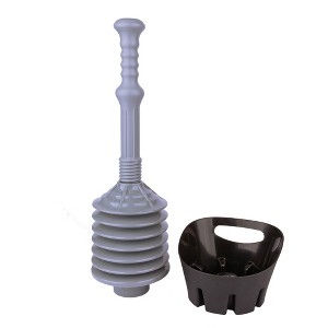 Antimicrobial Bellows Accordion Toilet Plunger with Black Storage Tray ...