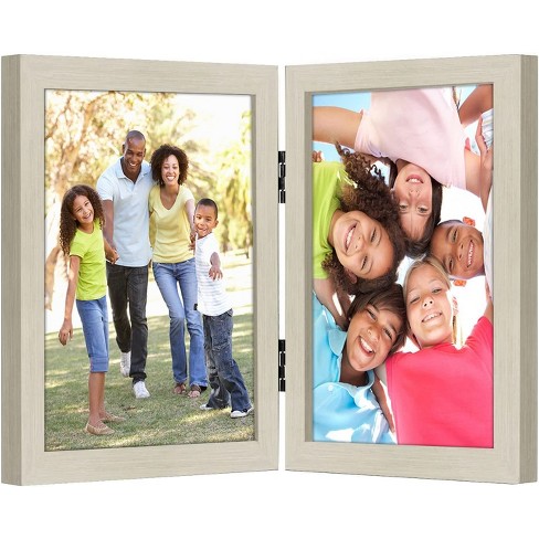 Americanflat 8x10 Hinged Picture Frame In Light Wood With Two Displays ...