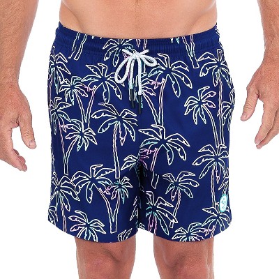 Uzzi Amphibious Gear Men's Stretch Palm Tree Swim Short | Navy Small ...