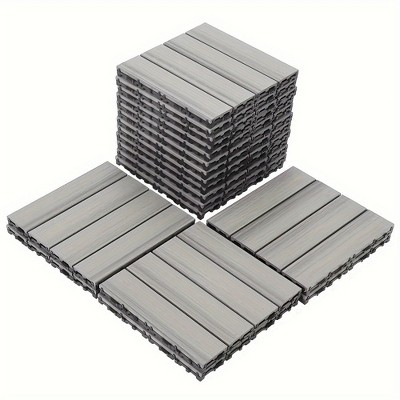 Interlocking Deck Tiles - 6-pack Wood Plastic Composite Patio Tiles ...