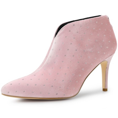 Allegra K Women's V-shaped Cutout Pointed Toe Stiletto Heel Ankle Boots ...